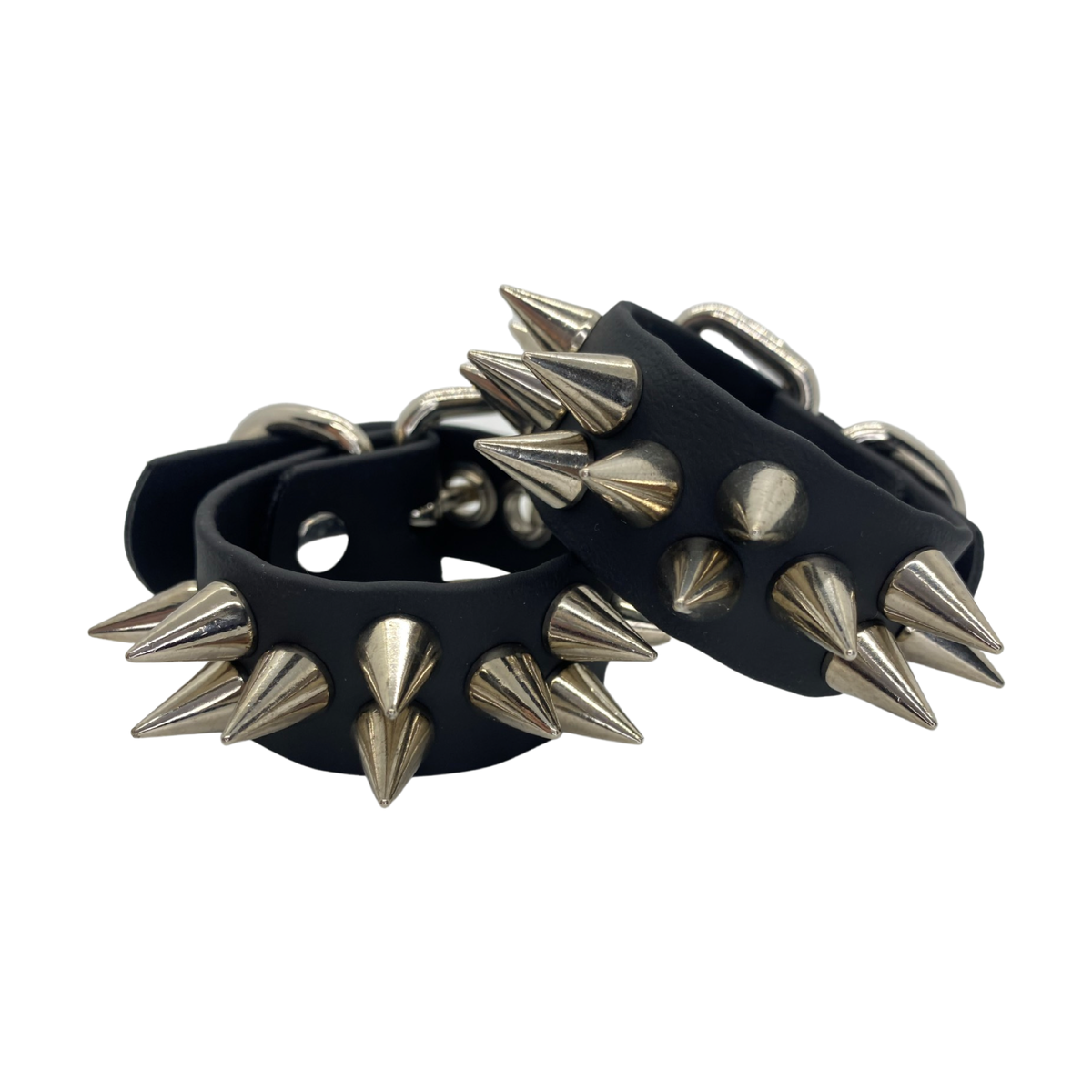Vegan Leather Spiked Wrist Cuffs / Bracelet with Nickel Hardware – RVB
